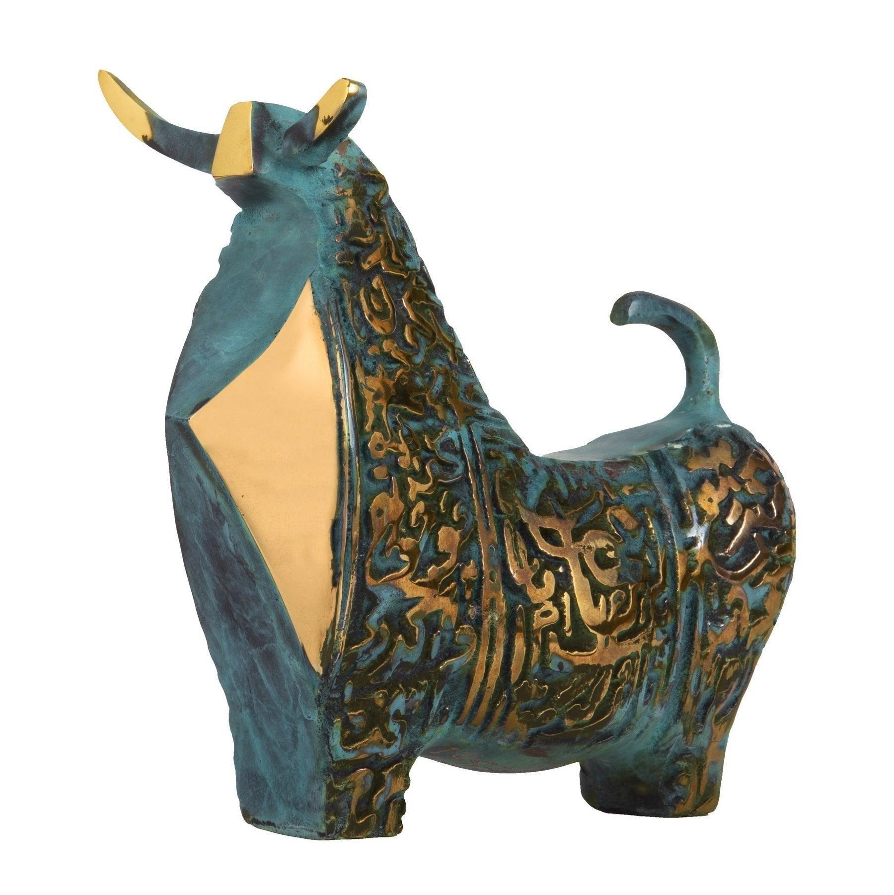 Calligraphy Bronze Sculpture, Islamic Art Bull Statue By Sadegh Adham ...