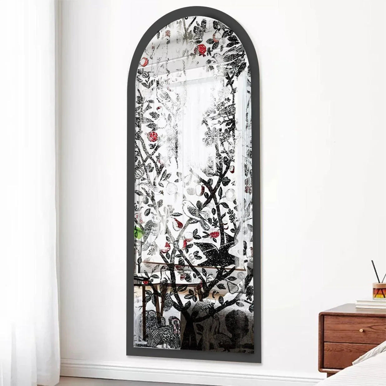 Decorative Wall Mirror, Wall Mounted Painted Mirror in Wooden Frame ...