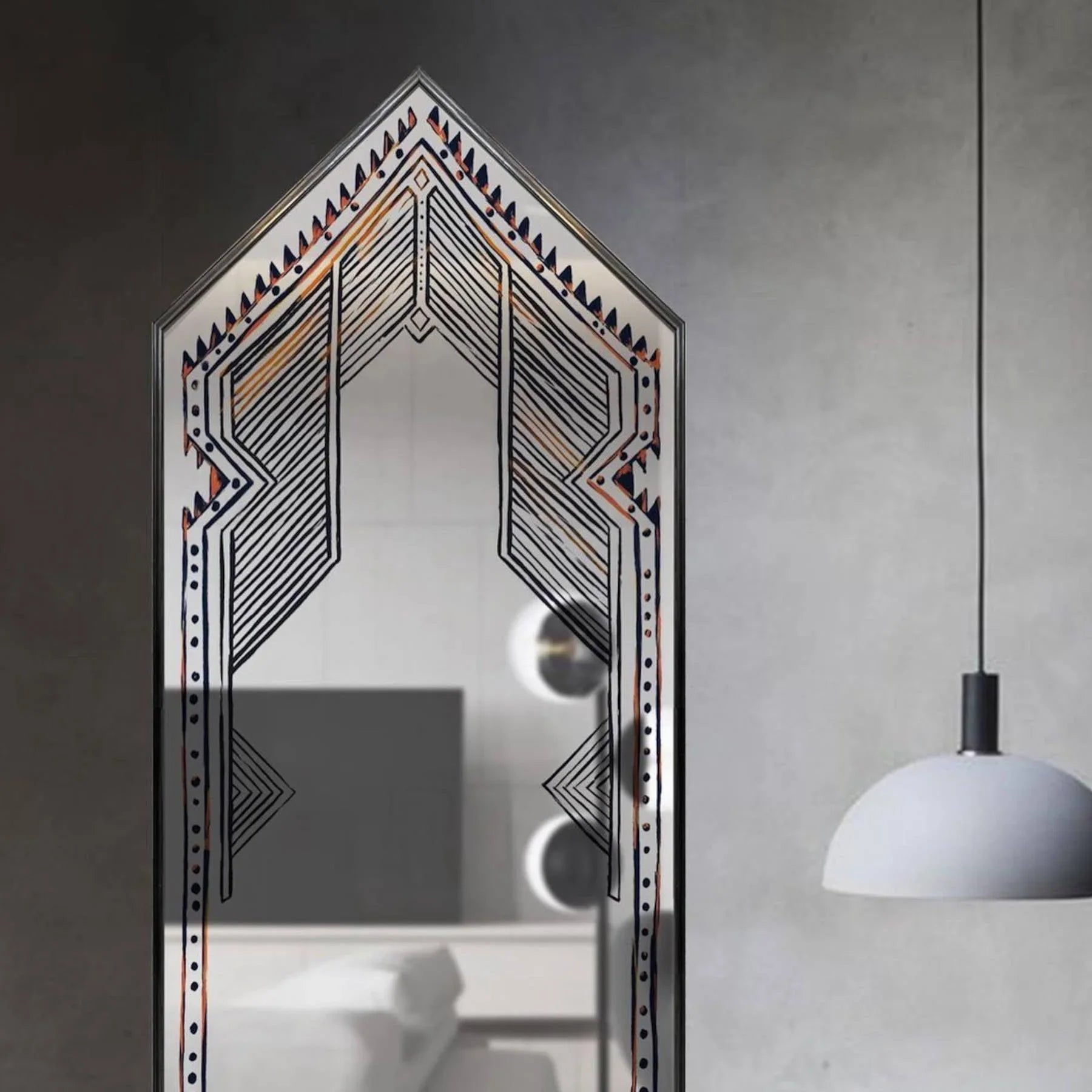 Decorative Wall Mirror - Wall Mounted Painted Mirror in Metal Frame ...