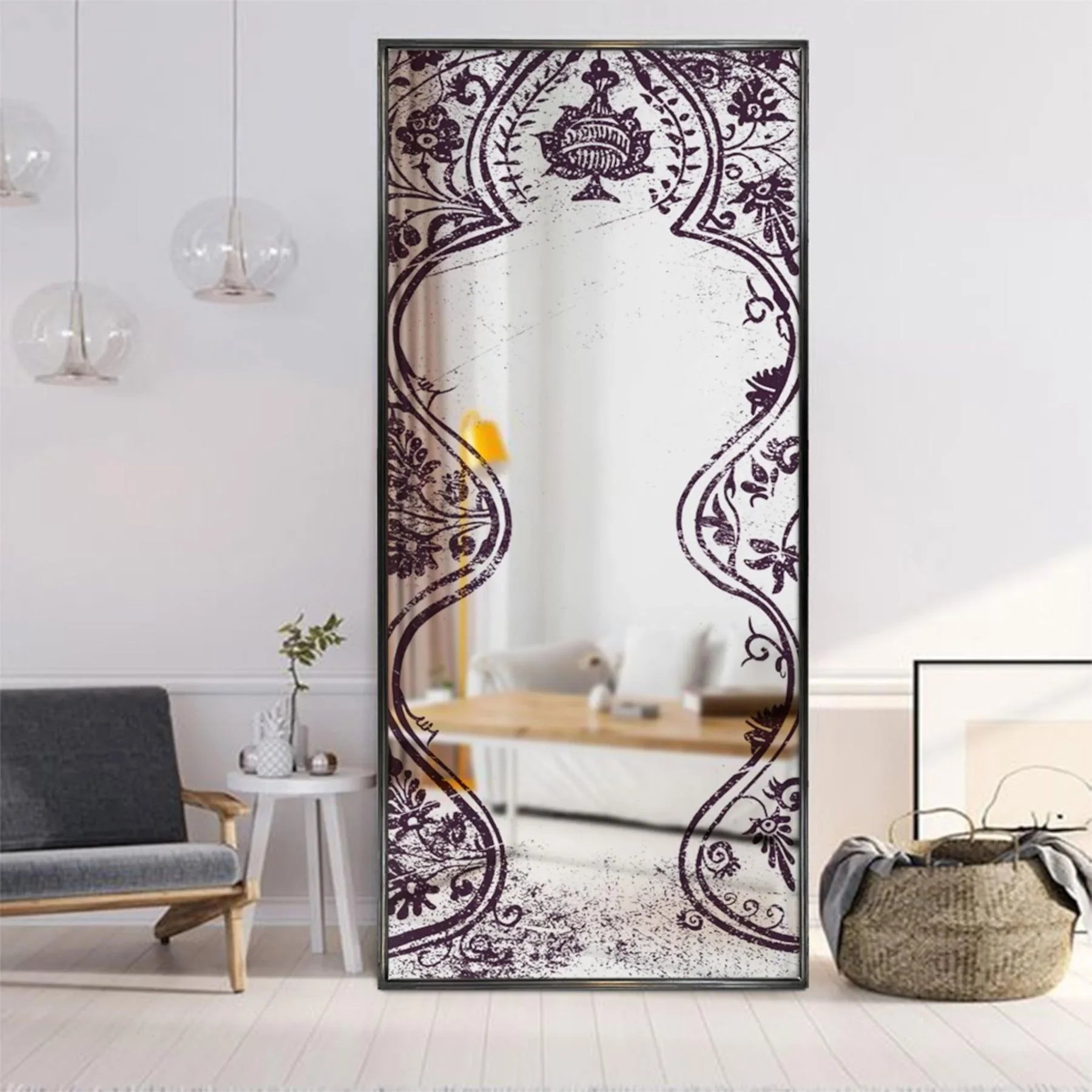 Decorative Wall Mirror - Wall Mounted Painted Mirror in Metal Frame ...