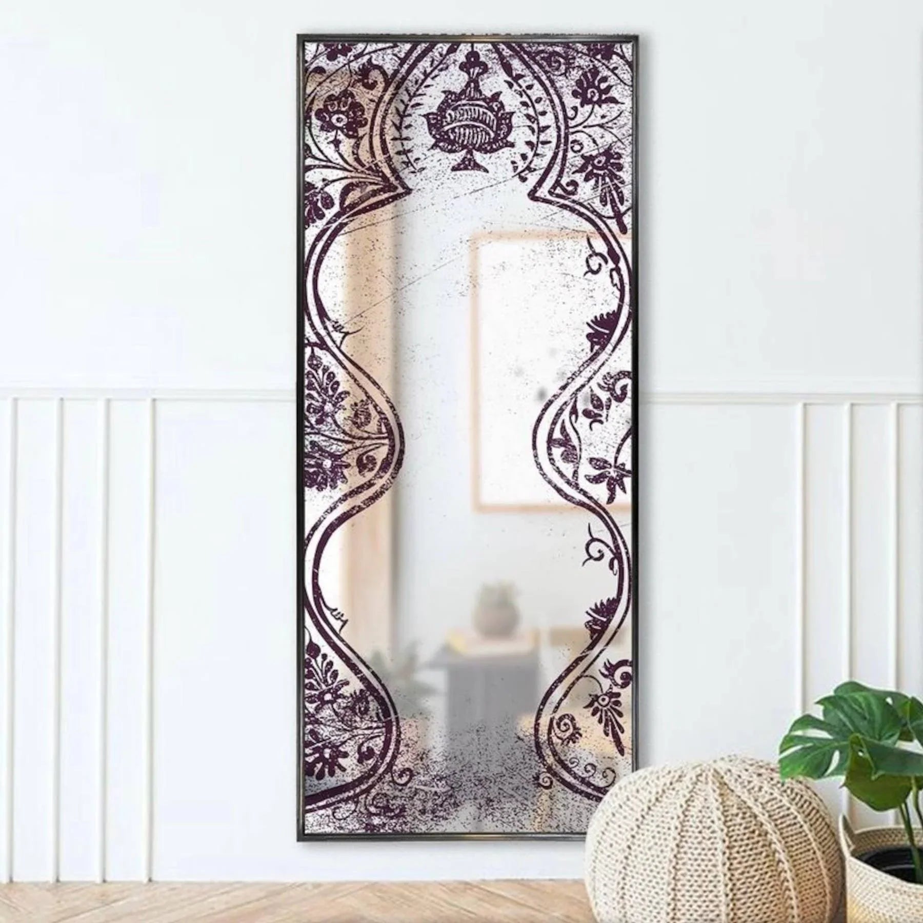 Decorative Wall Mirror - Wall Mounted Painted Mirror in Metal Frame ...