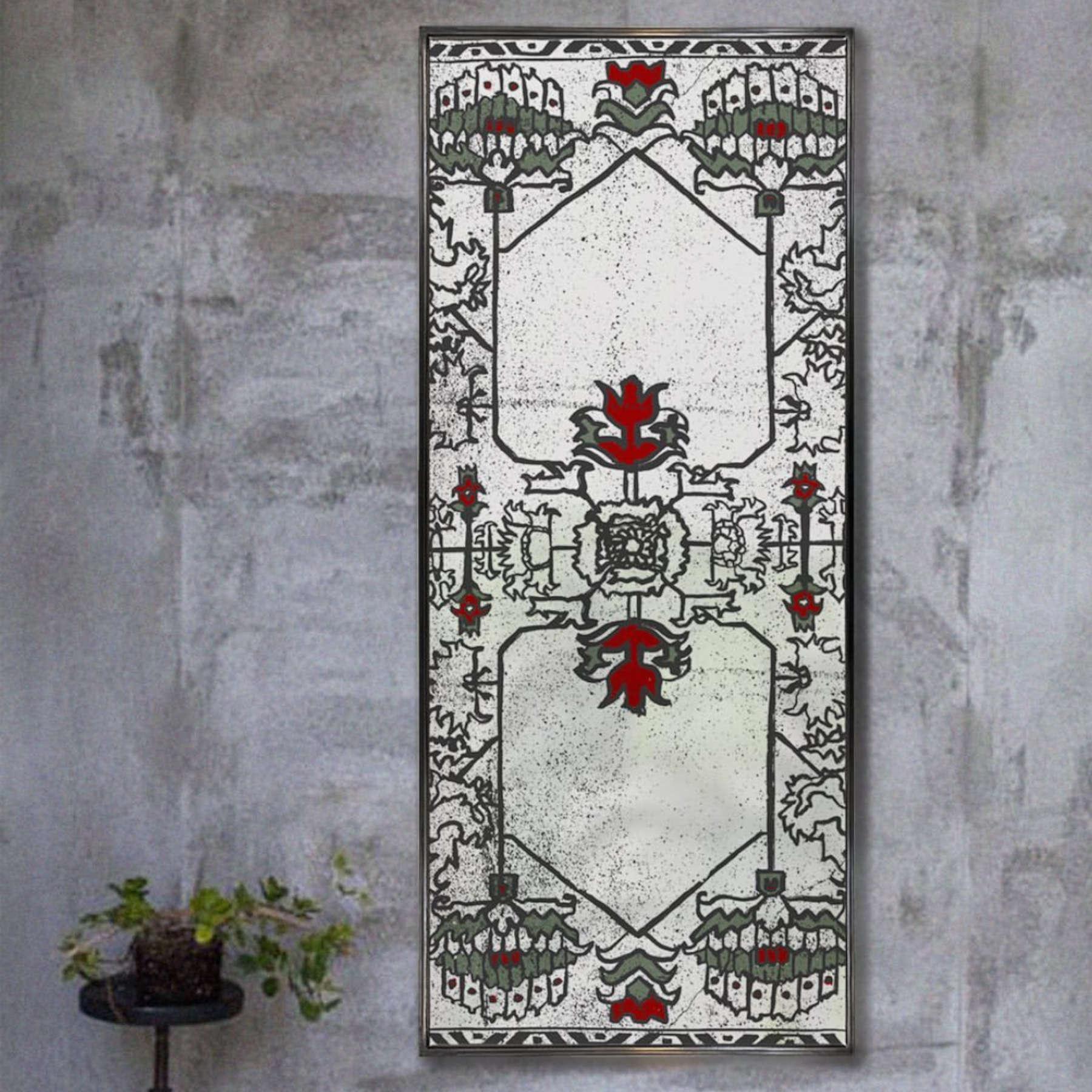 Decorative Wall Mirror - Wall Mounted Painted Mirror in Metal Frame ...