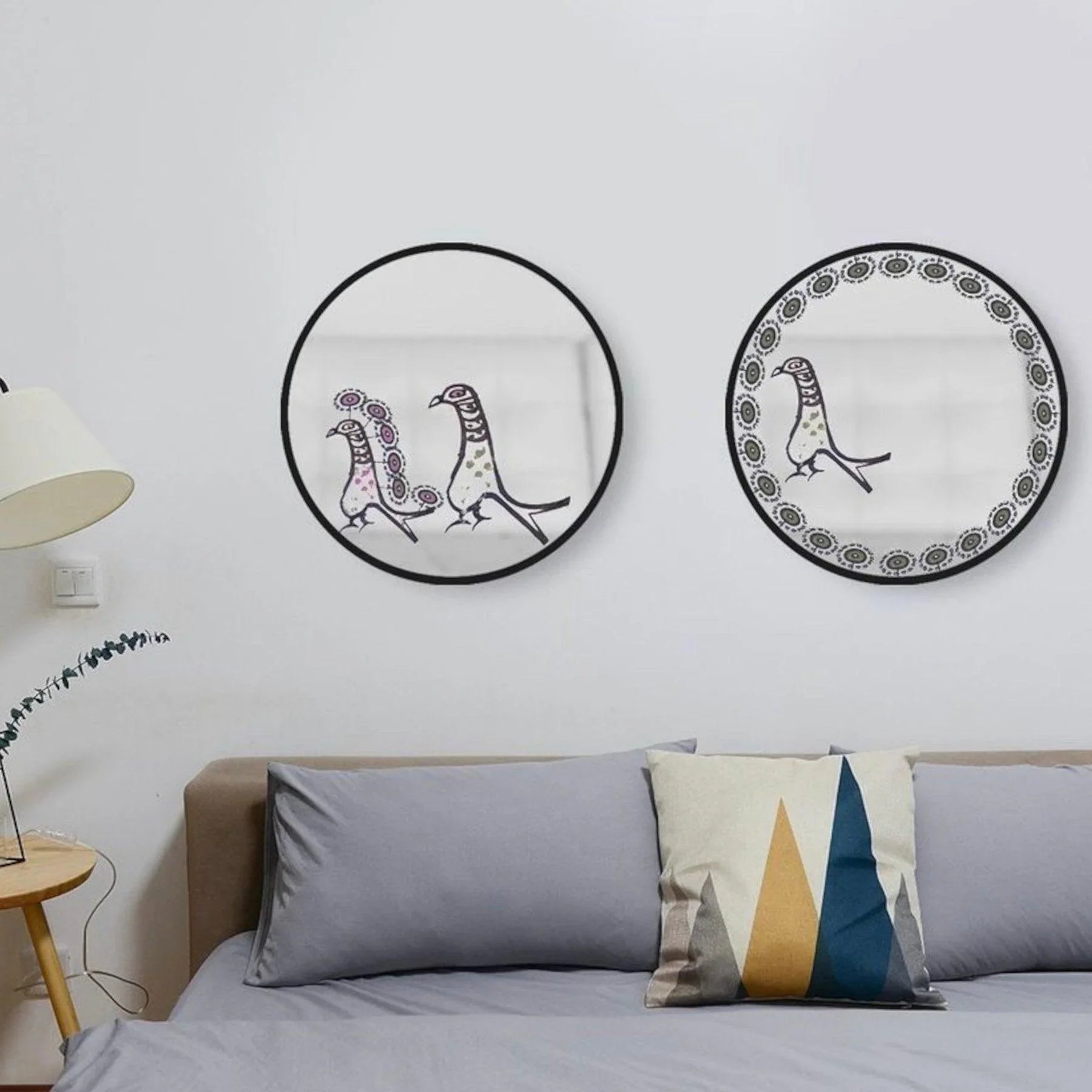 Decorative Round Mirror - Wall Mounted Painted Mirrors in Metal Frame ...